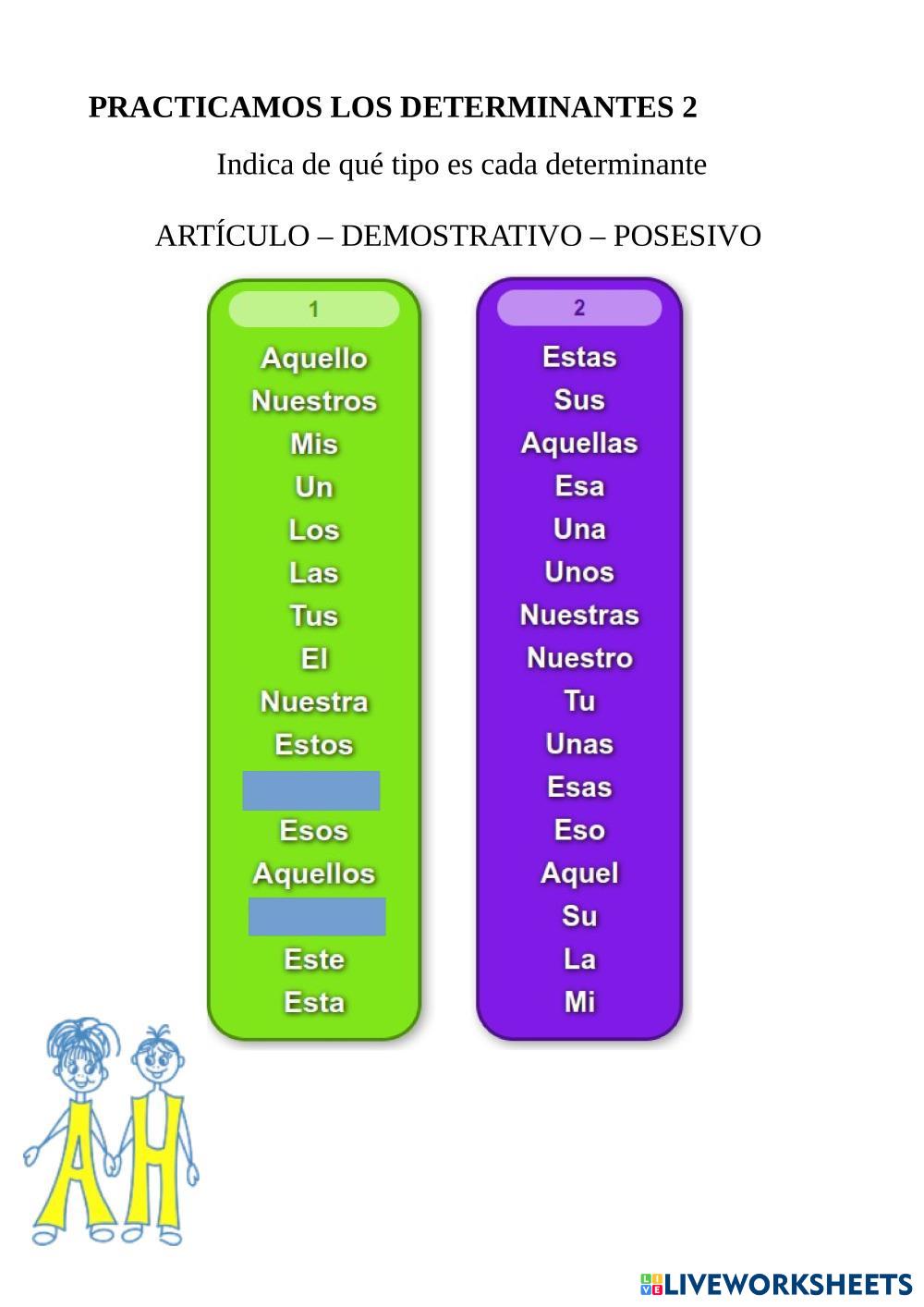 7508857 | DETERMINANTES 2 | ARCICAPITAN | LiveWorksheets