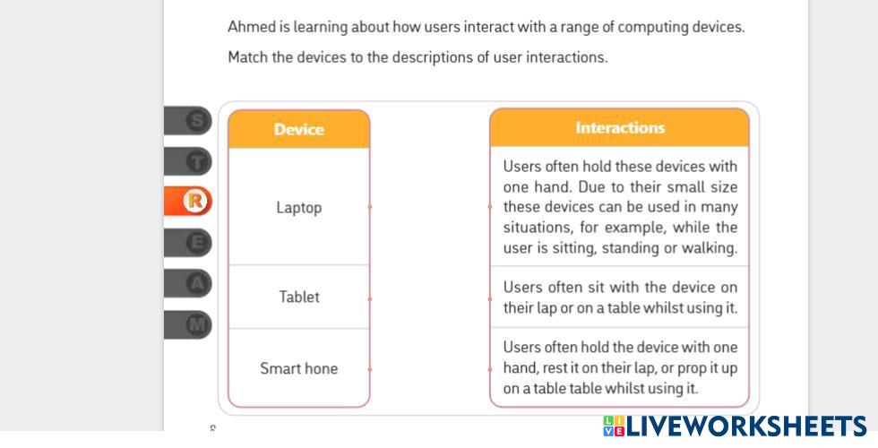 interacting with computing devices | Live Worksheets