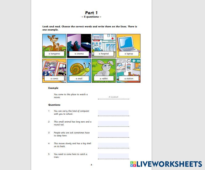 Movers Part 1, 2 (13/1/2024) | Live Worksheets