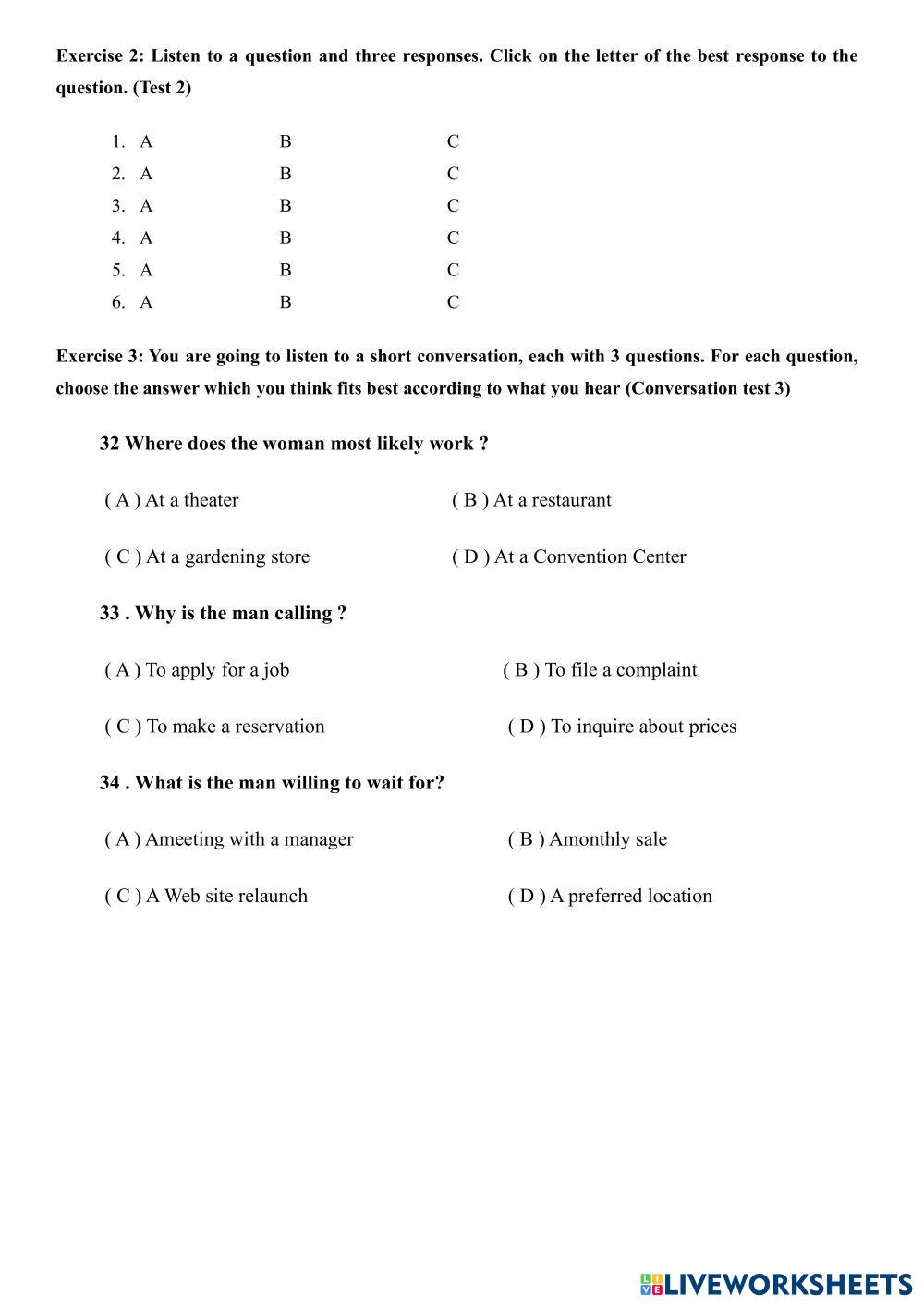 TOEIC 5 | Live Worksheets