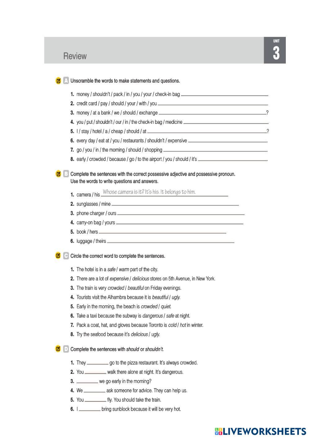 UNIT 3 WORKBOOK… | Free Interactive Worksheets | 7512272