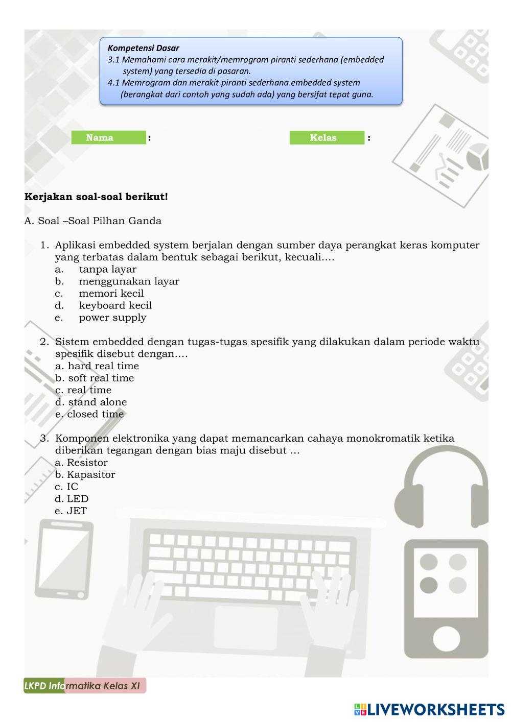 Mapel Informatika | Live Worksheets