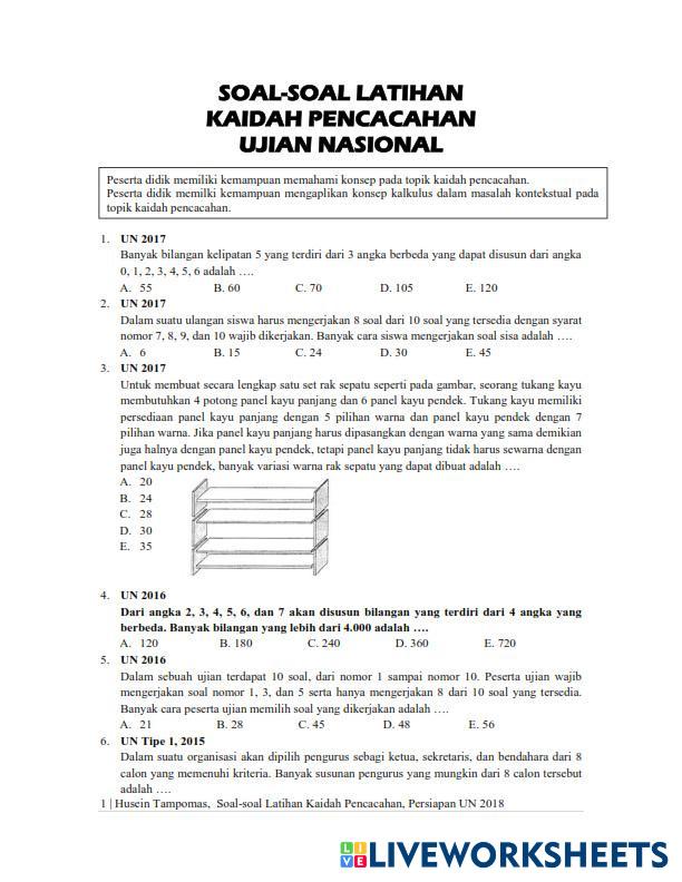 LATIHAN SOAL | Live Worksheets