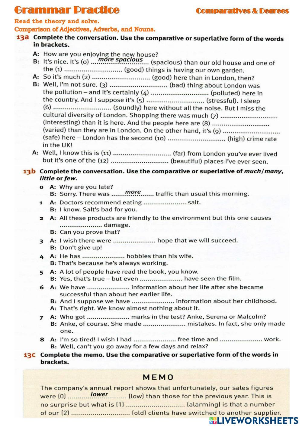 Unit 3 - Comparison - Grammar Practice 7513261 | Daniela