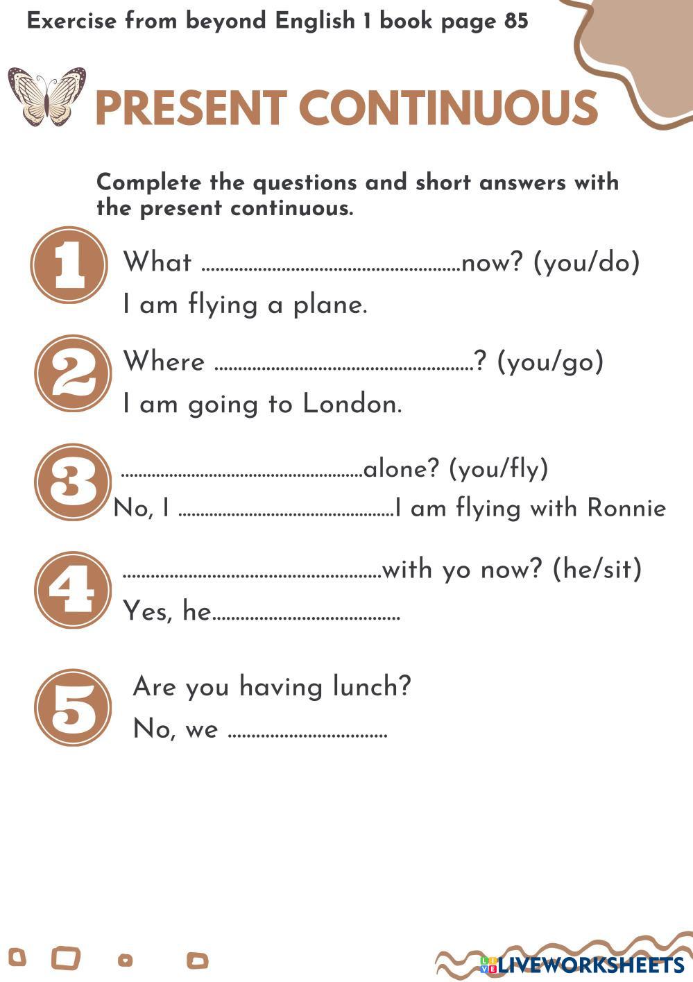 Present continuous | Live Worksheets