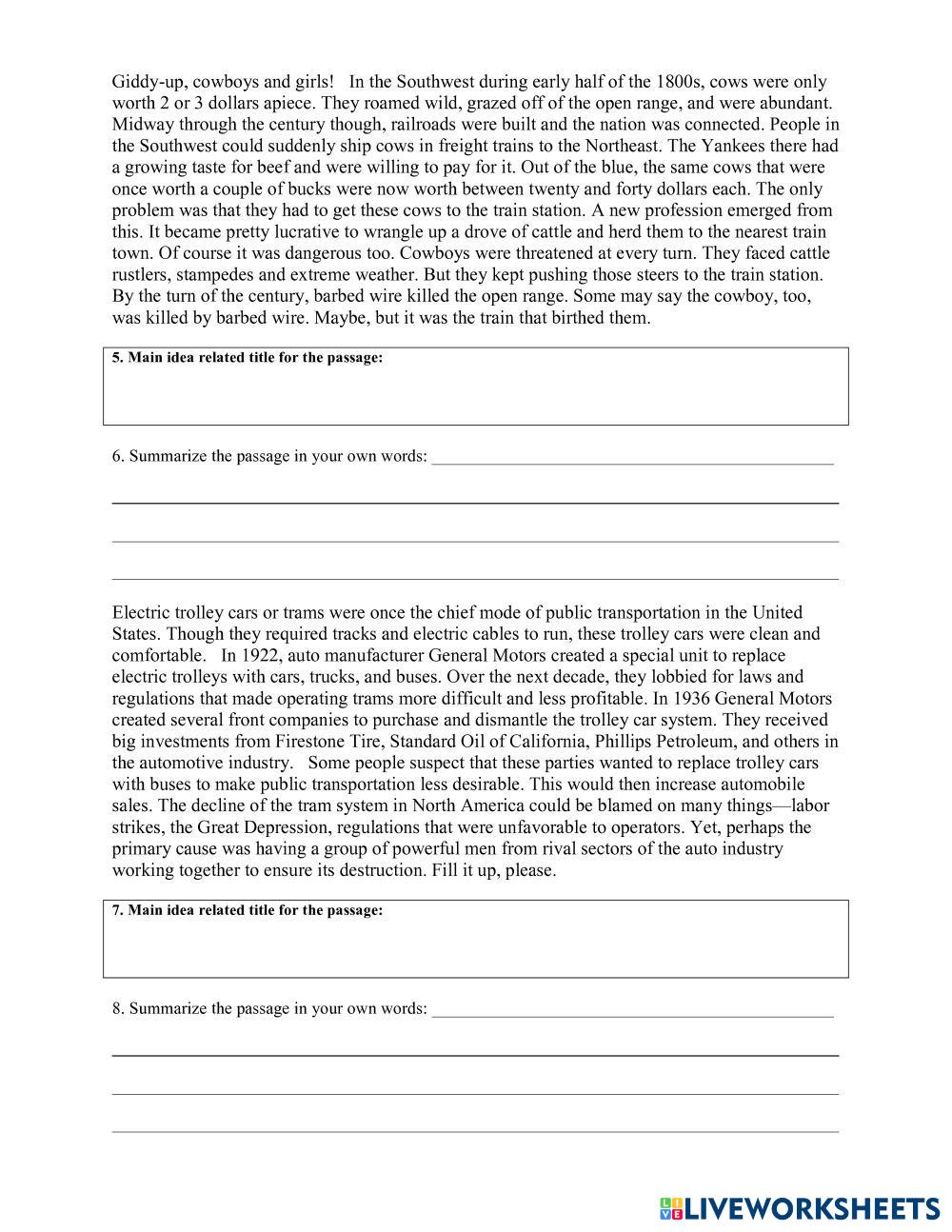 Summarizing Pra… | Free Interactive Worksheets | 7516390