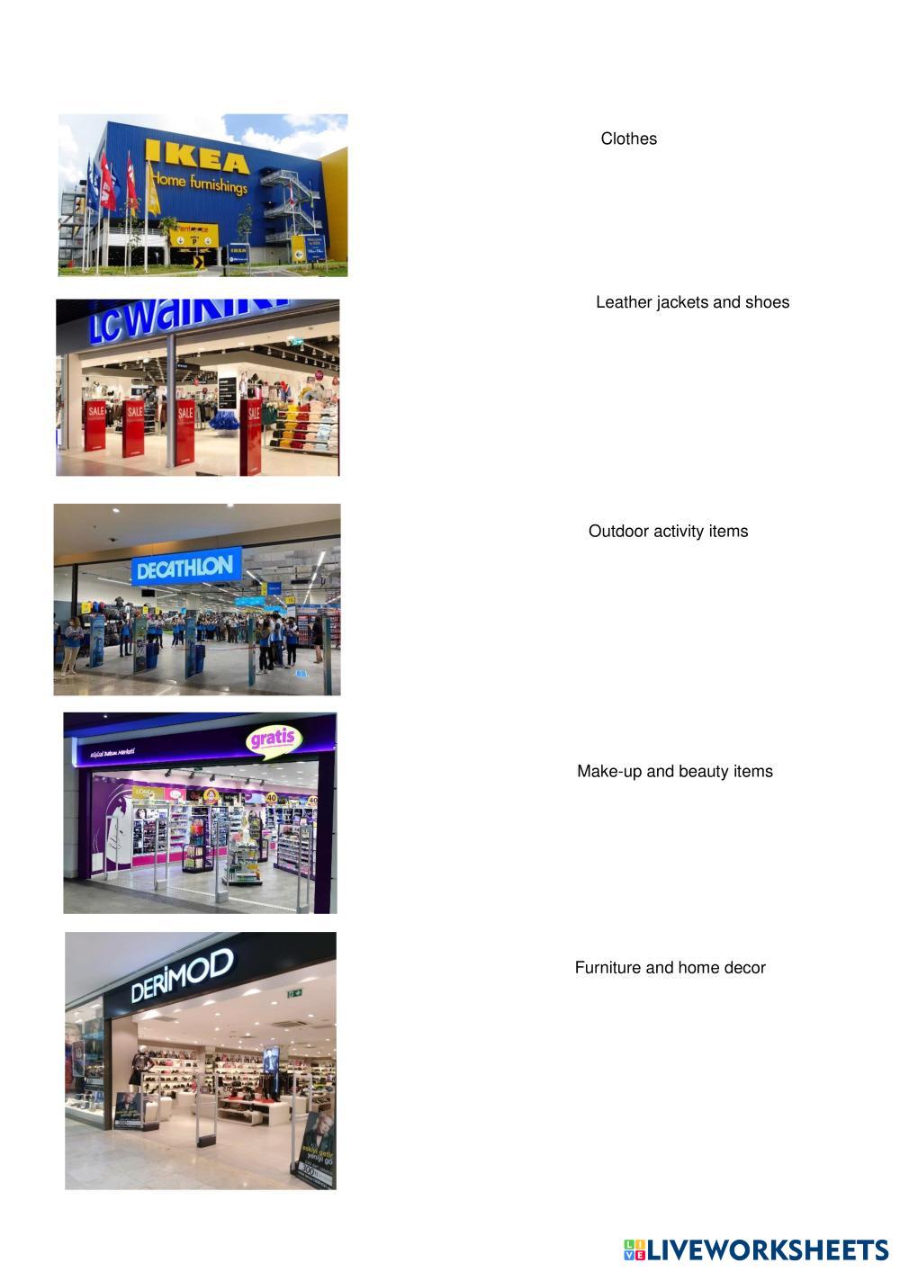 matching shops | Live Worksheets