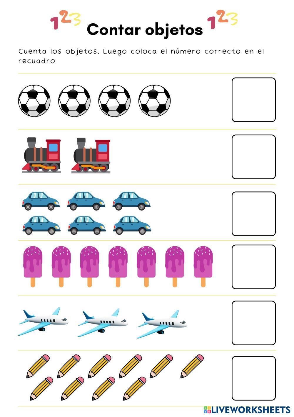 Contar Objetos | Live Worksheets
