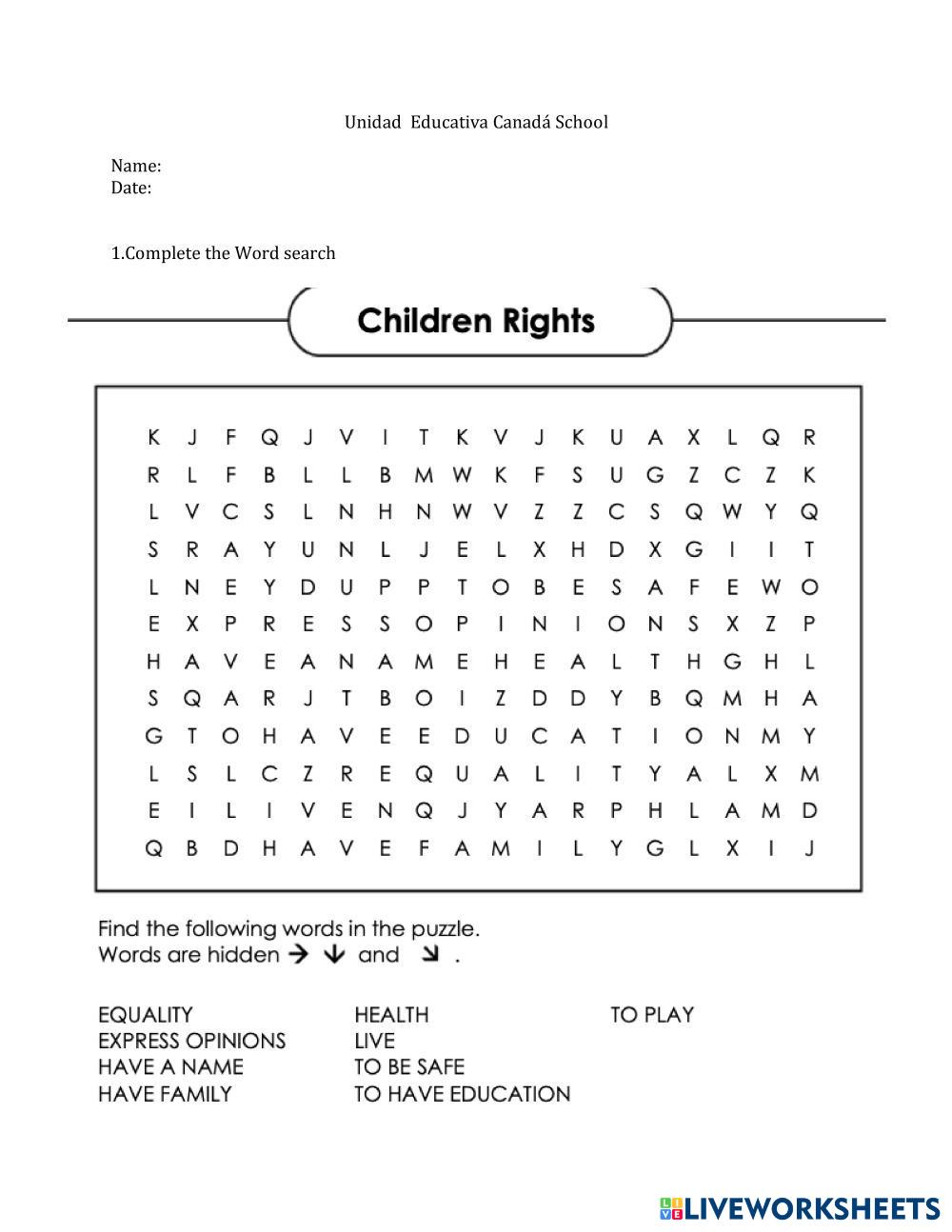 Humans Rights | Live Worksheets