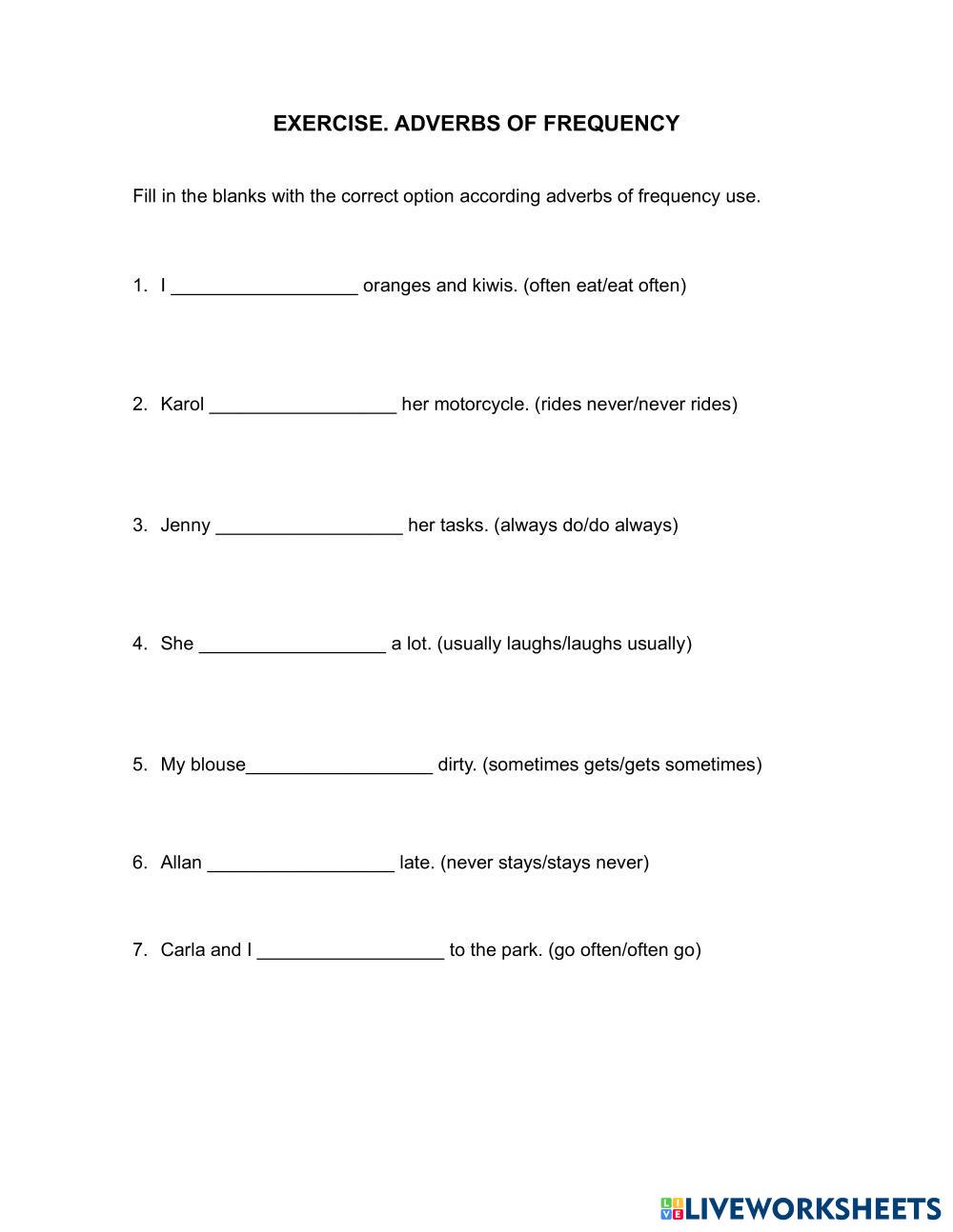 Frequency Adver… | Free Interactive Worksheets | 7512286