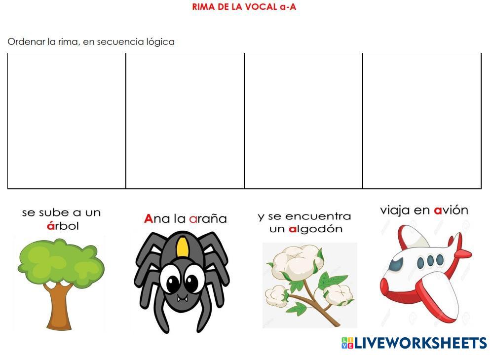 Rima de la vocal a | Live Worksheets