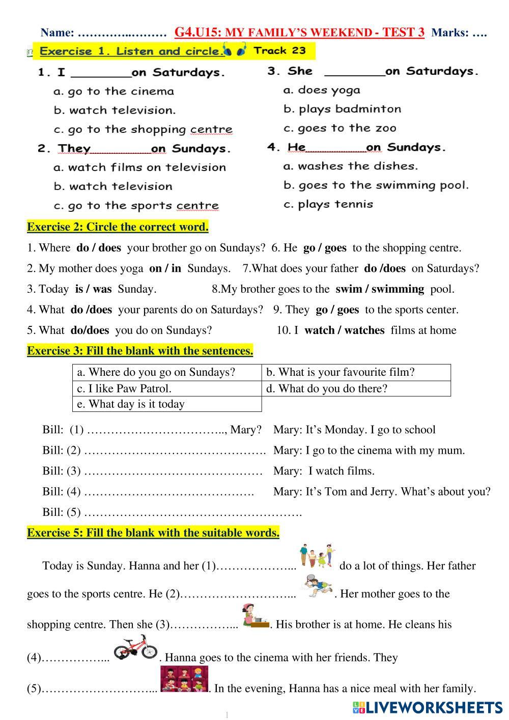 7520450 | G4-U15 MY FAMILY’S WEEKEND TEST3 | luavu