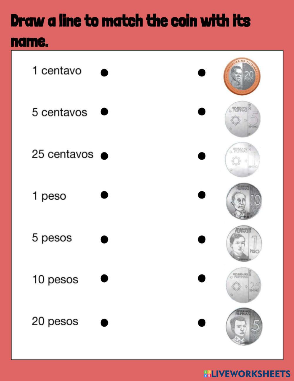 Recognizing Philippine Coins | Live Worksheets