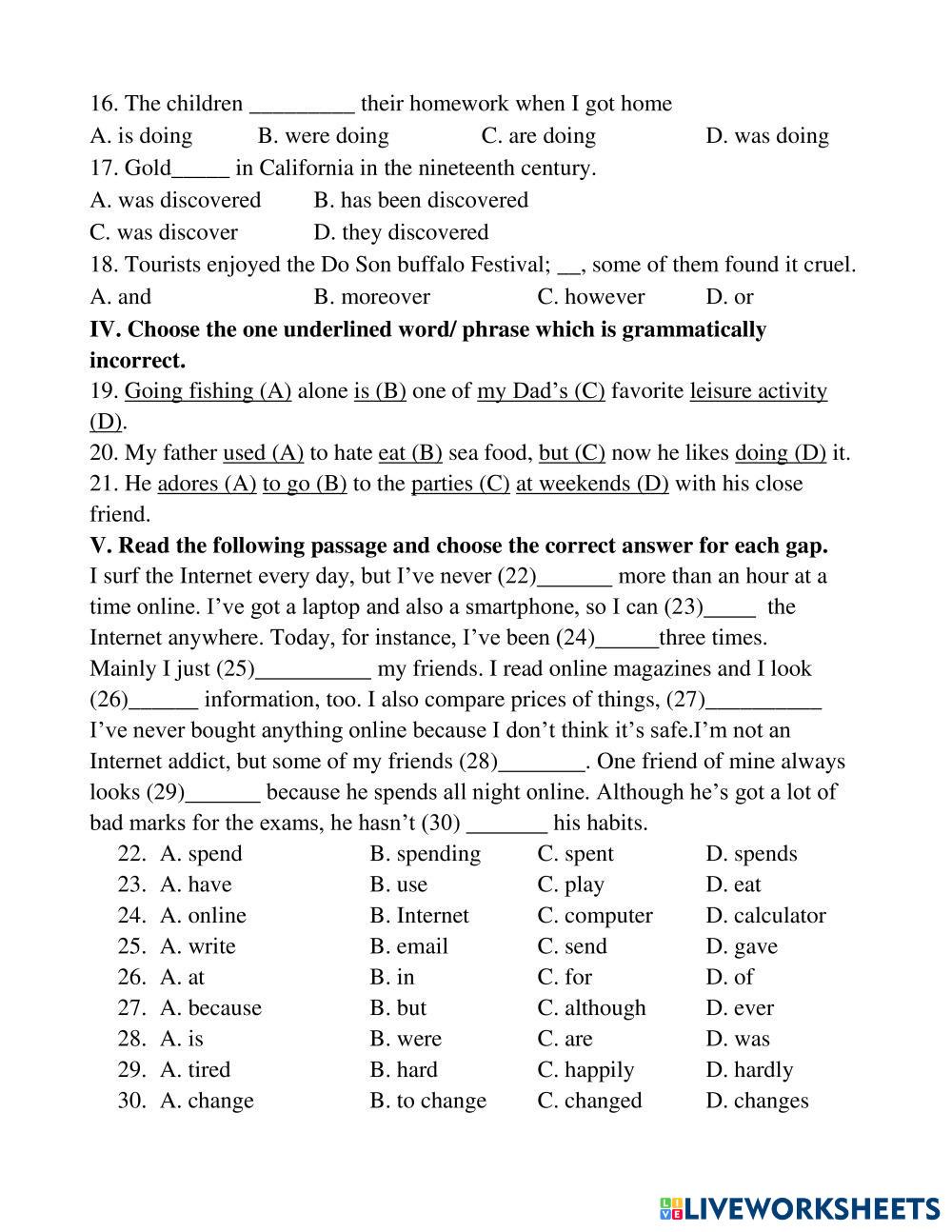 G8-GRAMMAR-HK1-2023 | Live Worksheets