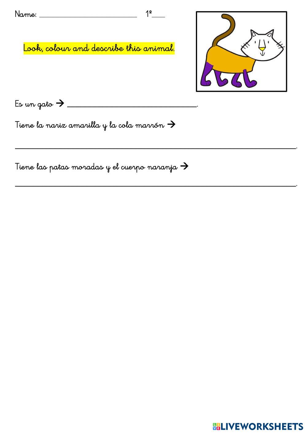 Cat description | Live Worksheets