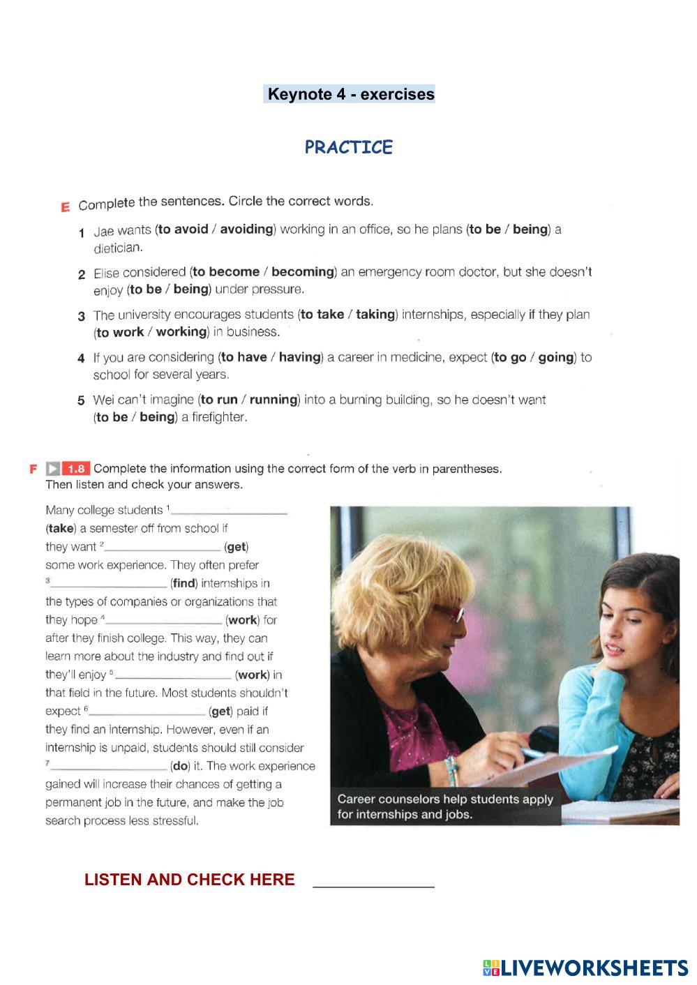 Keynote 4 exercises | Live Worksheets