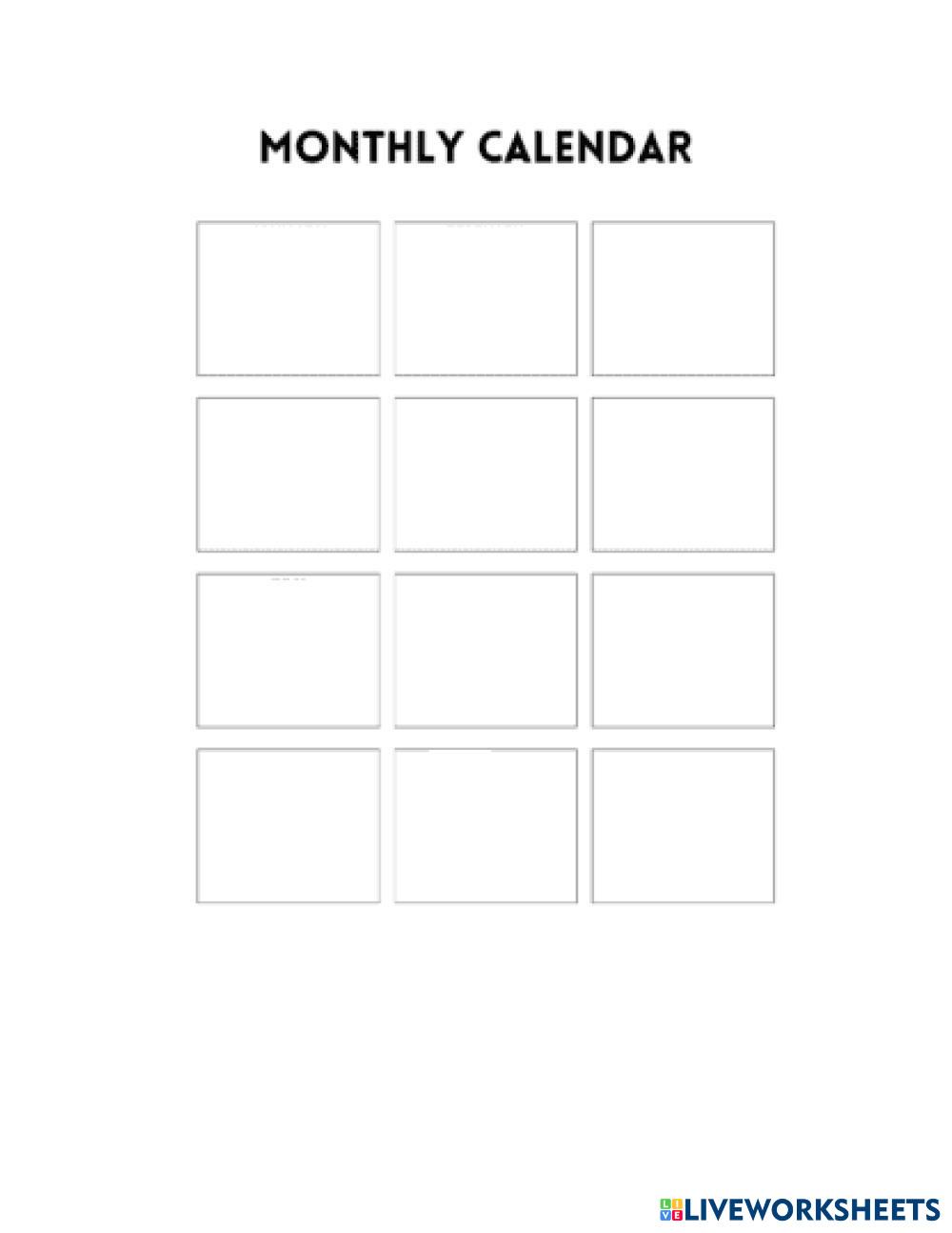 Calendar activity | Live Worksheets