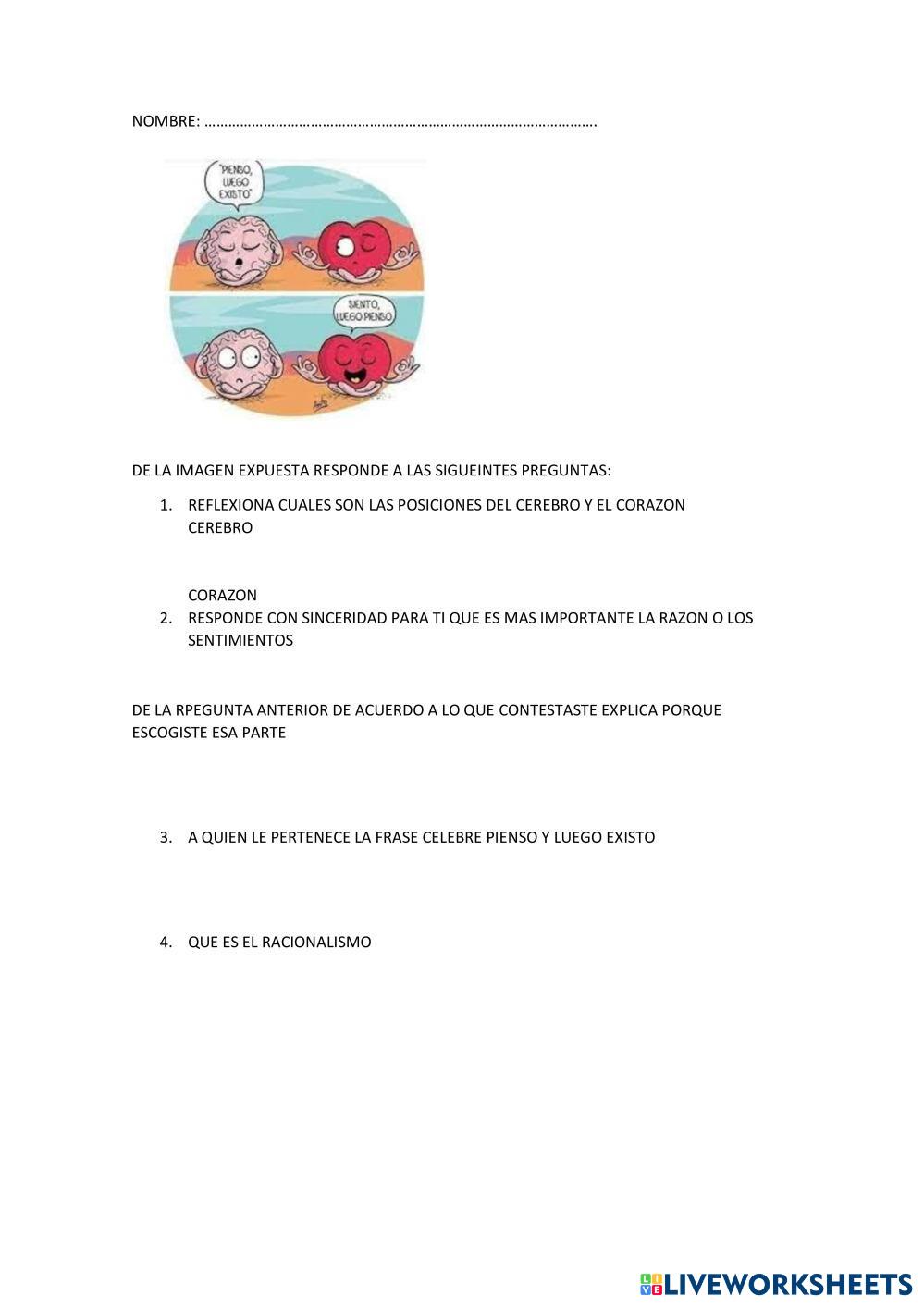 RACIONALISMO Y LA DUDAM METODICA | Live Worksheets