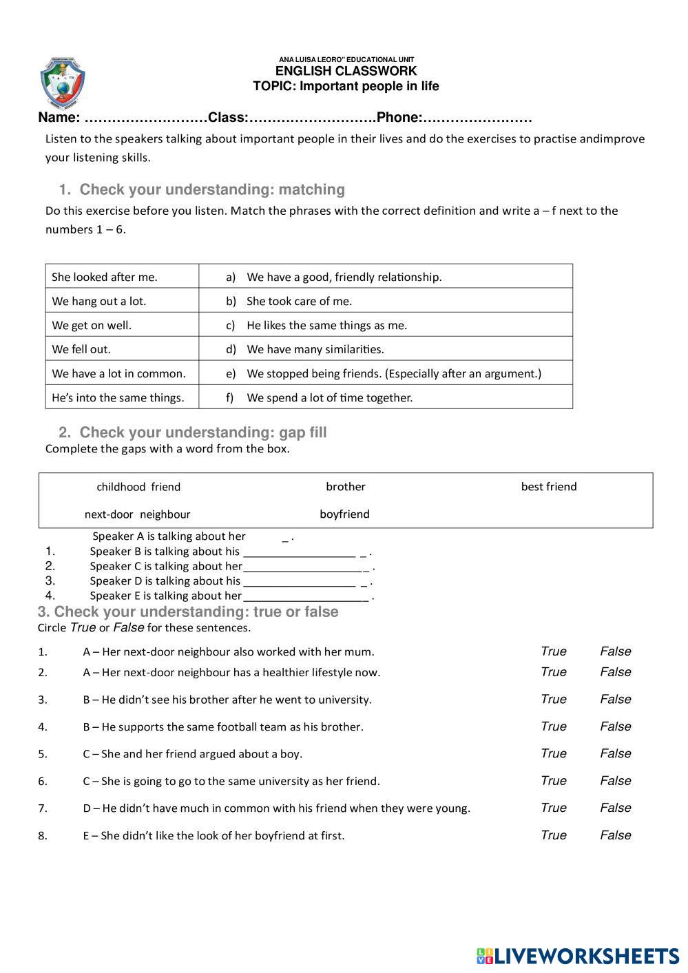 Important people | Live Worksheets
