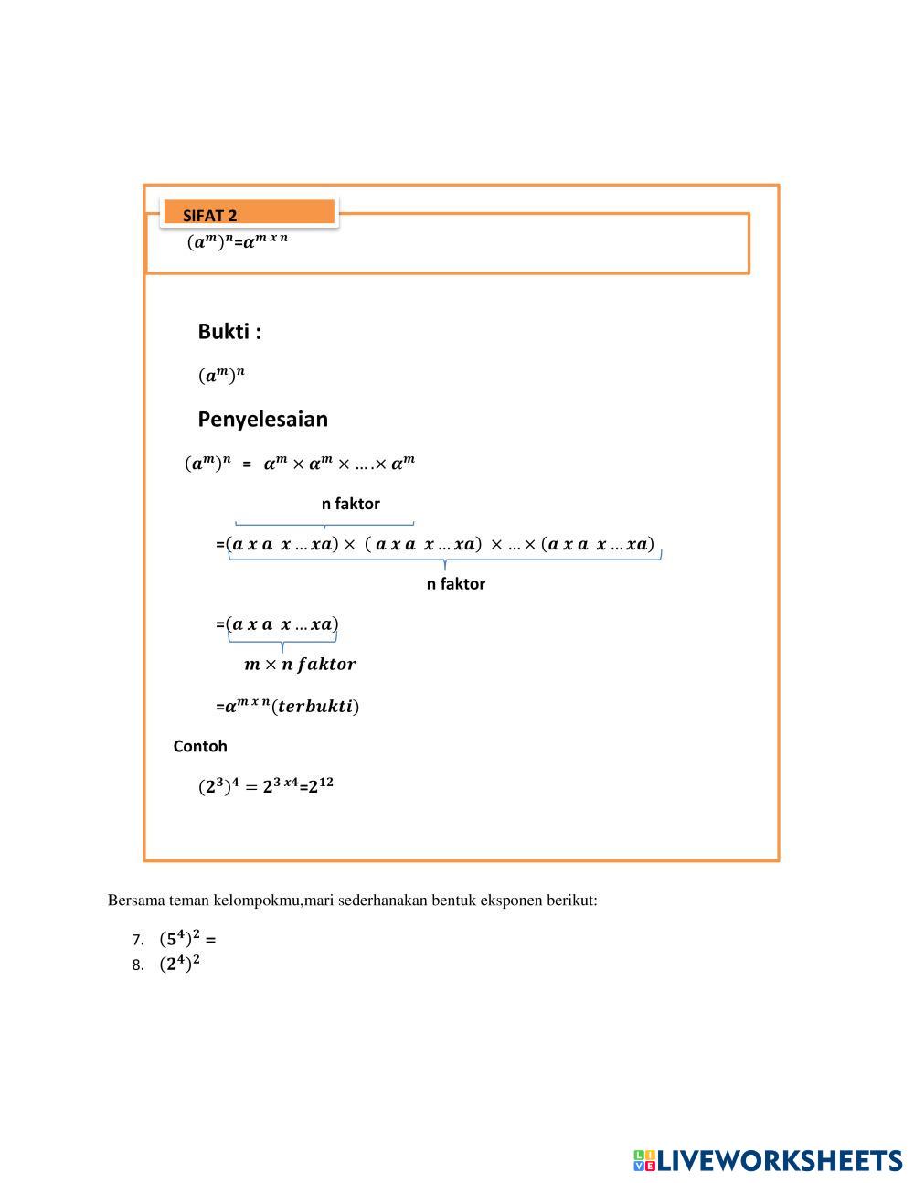 LKPD Eksponen k… | Free Interactive Worksheets | 7531348