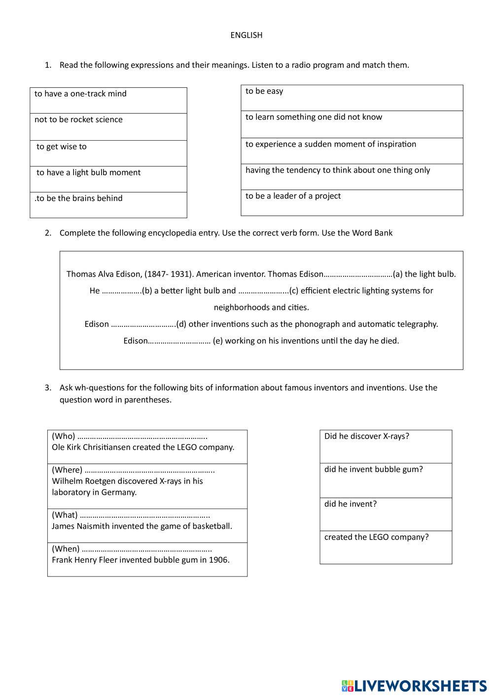 English Quiz | Live Worksheets