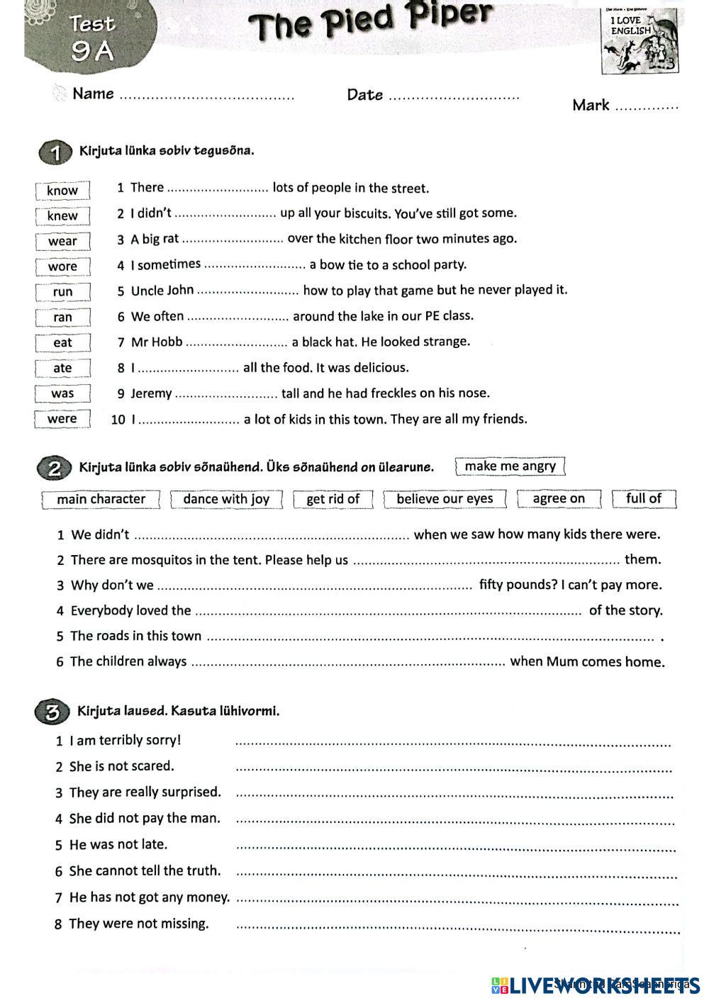 ILE 3 Unit 9 | Free Interactive Worksheets | 7531916