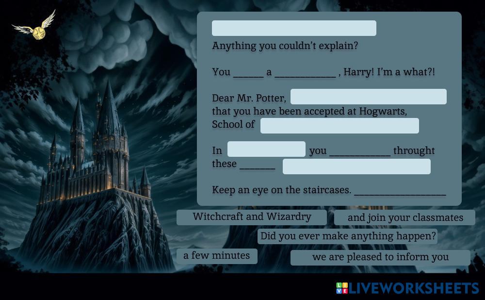 Harry Potter tr… | Free Interactive Worksheets | 7532137