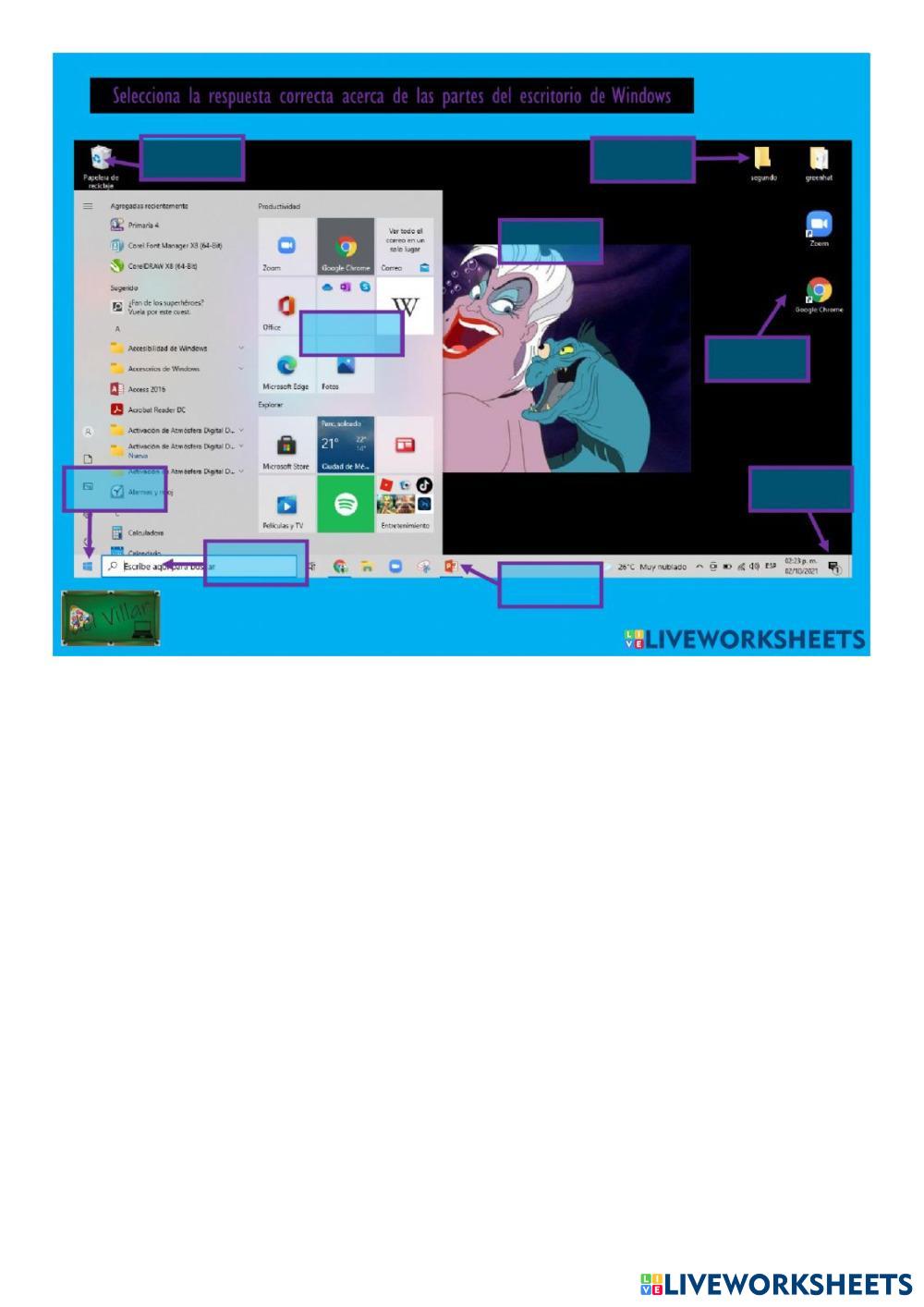 Escritorio de Windows | Live Worksheets