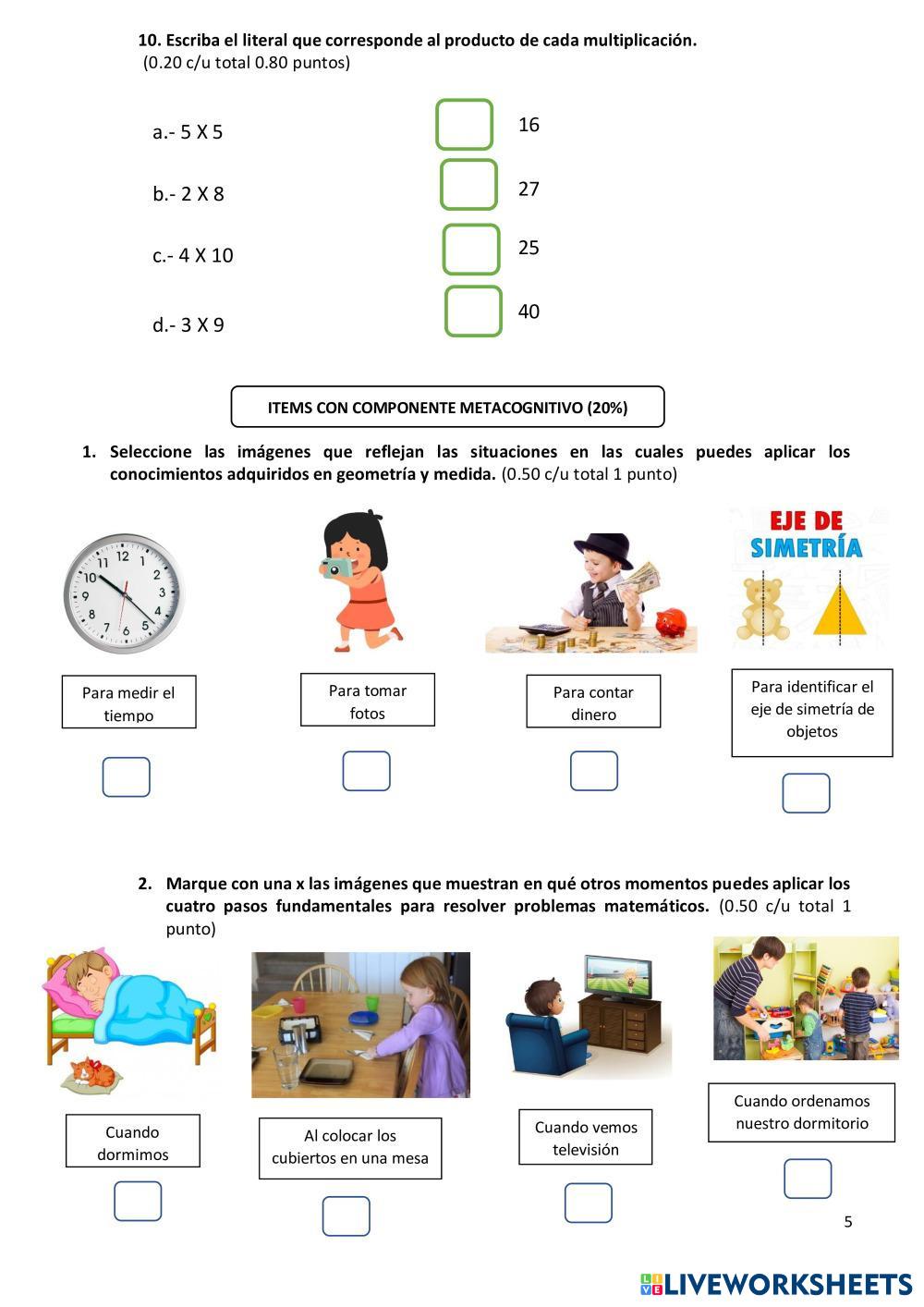 EXAMEN DE MATEM… | Free Interactive Worksheets | 7530361