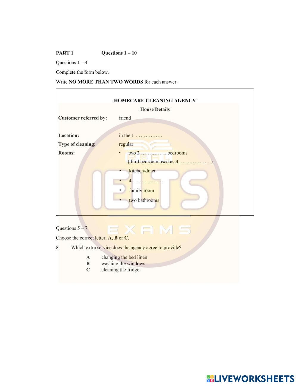 7537746 | GE - IELTS - listening part 1 | Globe English