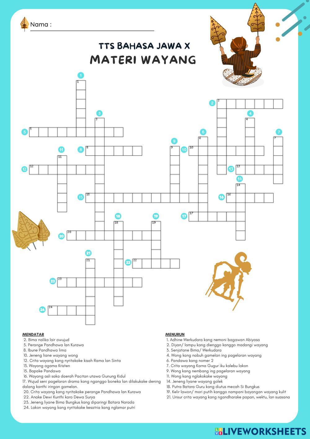 TTS WAYANG KELA… | Free Interactive Worksheets | 7538257