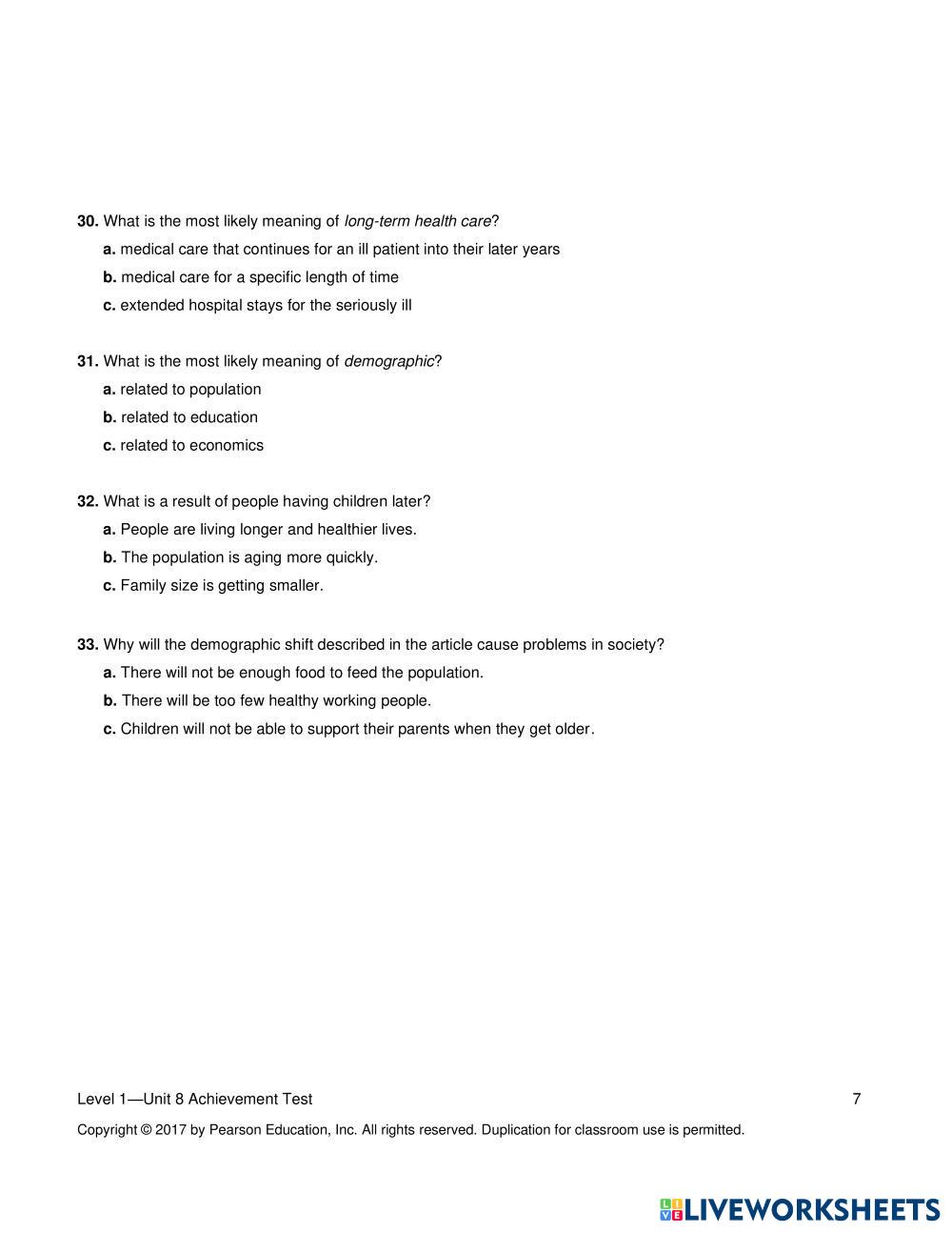 SUMMIT 1 UNIT 8… | Free Interactive Worksheets | 7539202