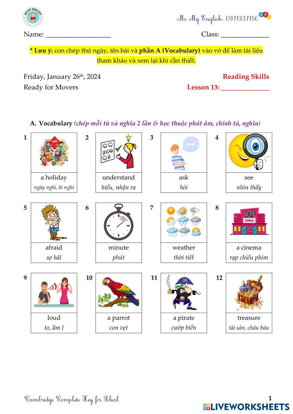 Pre-Movers - HO… | Free Interactive Worksheets | 7539918