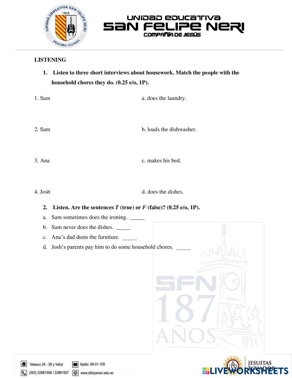 TERM - LEARNING ASSESSMENT 2023 – 2024 - 9th grade | Live Worksheets