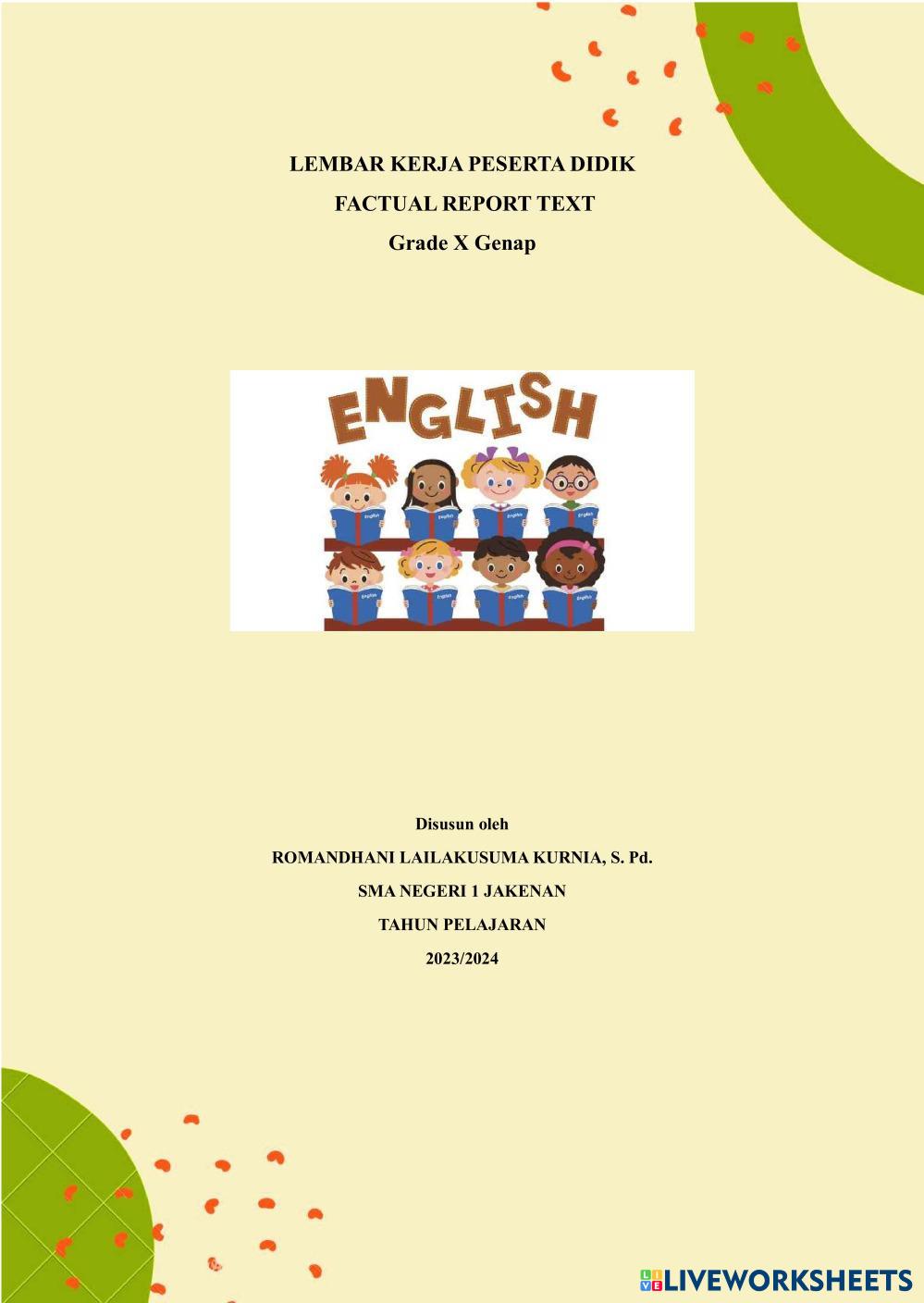 LKPD REPORT FACTUAL TEXT 7541406 | Kusuma | Live