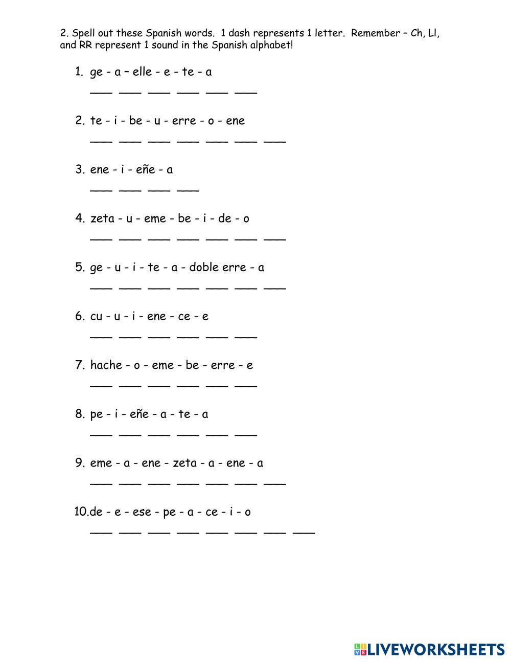 Spelling Words | Live Worksheets