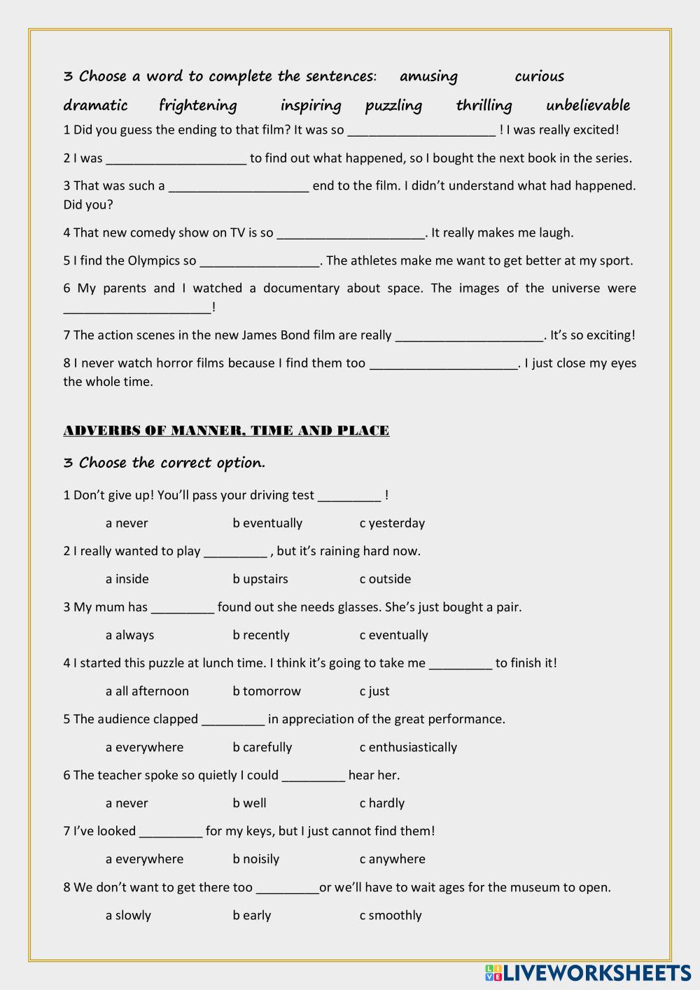 EXTREME AND DES… | Free Interactive Worksheets | 7542702