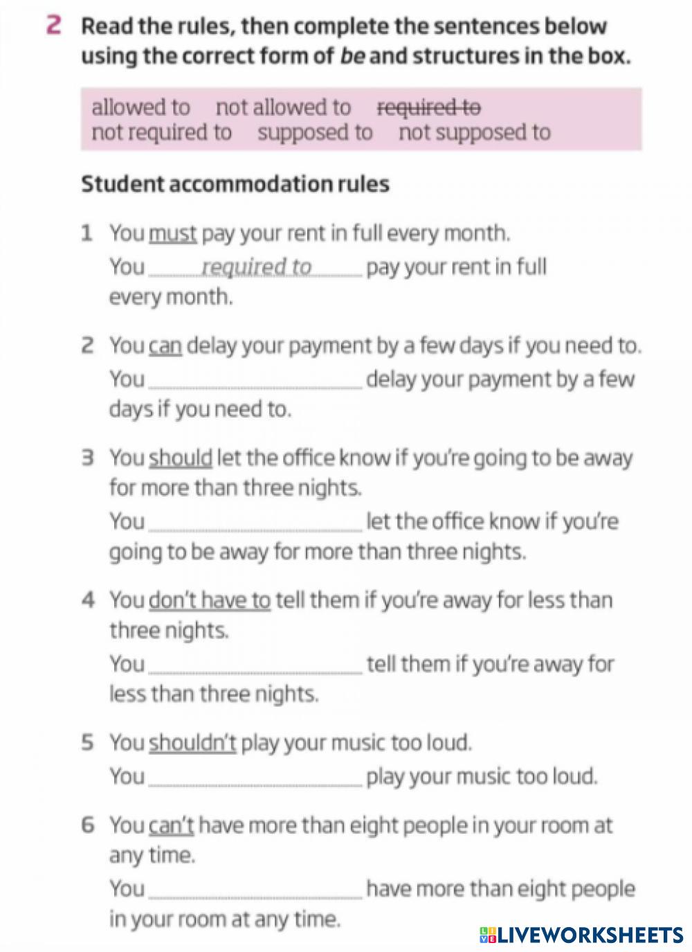 Obligation and … | Free Interactive Worksheets | 7543299