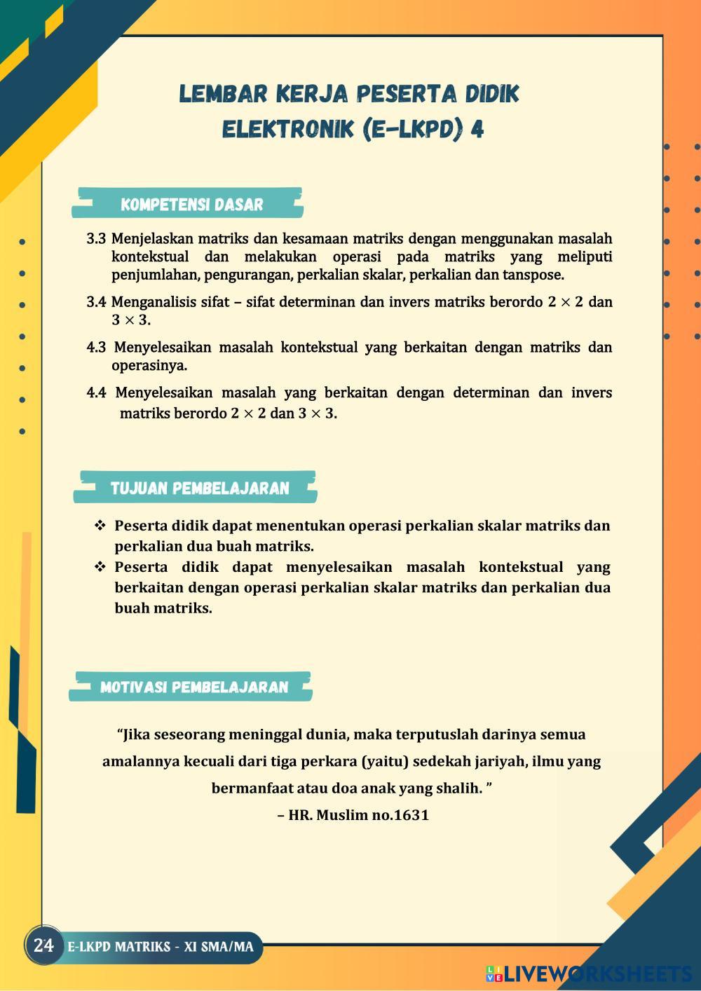 E-LKPD 4 : PERKALIAN MATRIKS 7196029 | Meilya Izzati