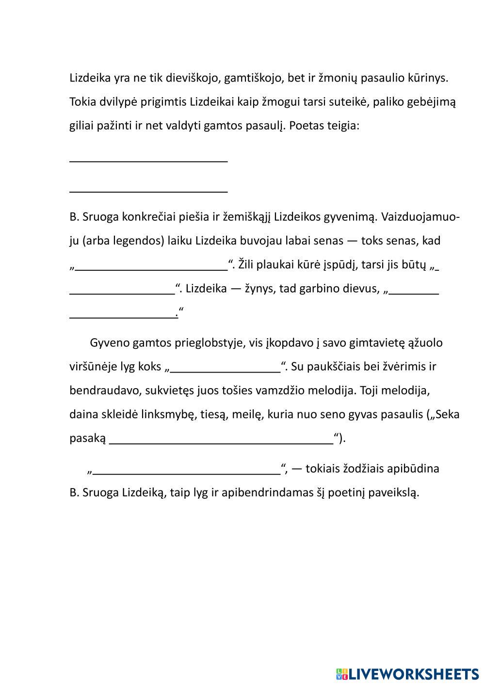 B.Sruoga. Giesm… | Free Interactive Worksheets | 7544002