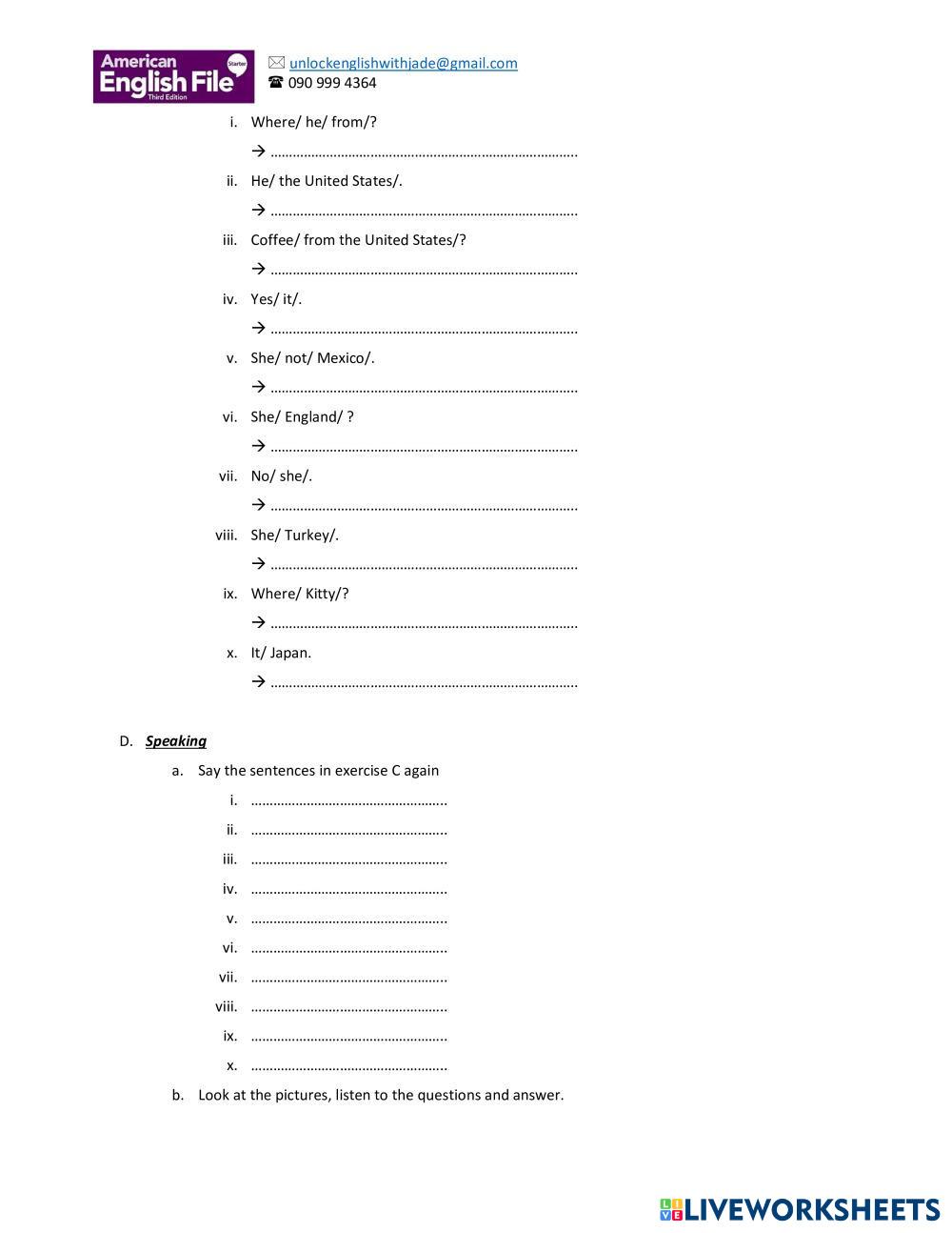 AEF Starter - 1… | Free Interactive Worksheets | 7543644