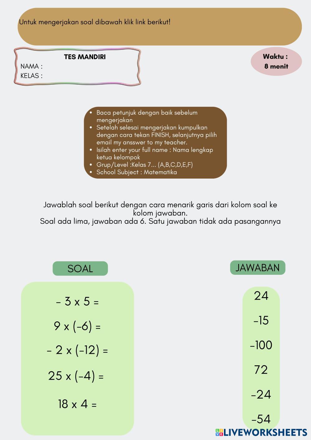 TES MANDIRI 3 (Perkalian Bilangan Bulat) 7873657
