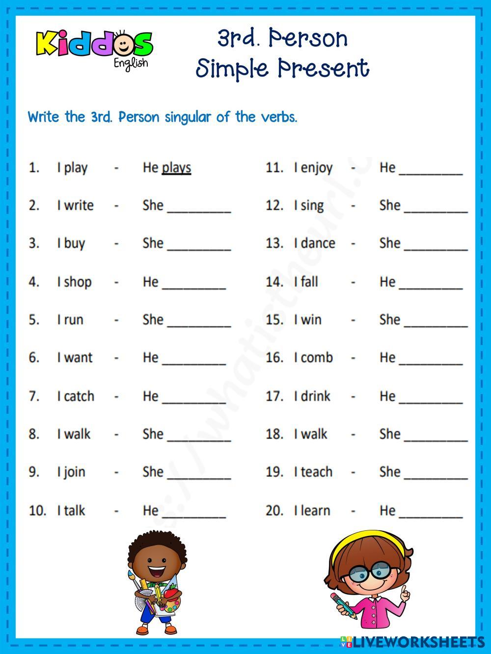 3rd. Person Sin… | Free Interactive Worksheets | 7875897