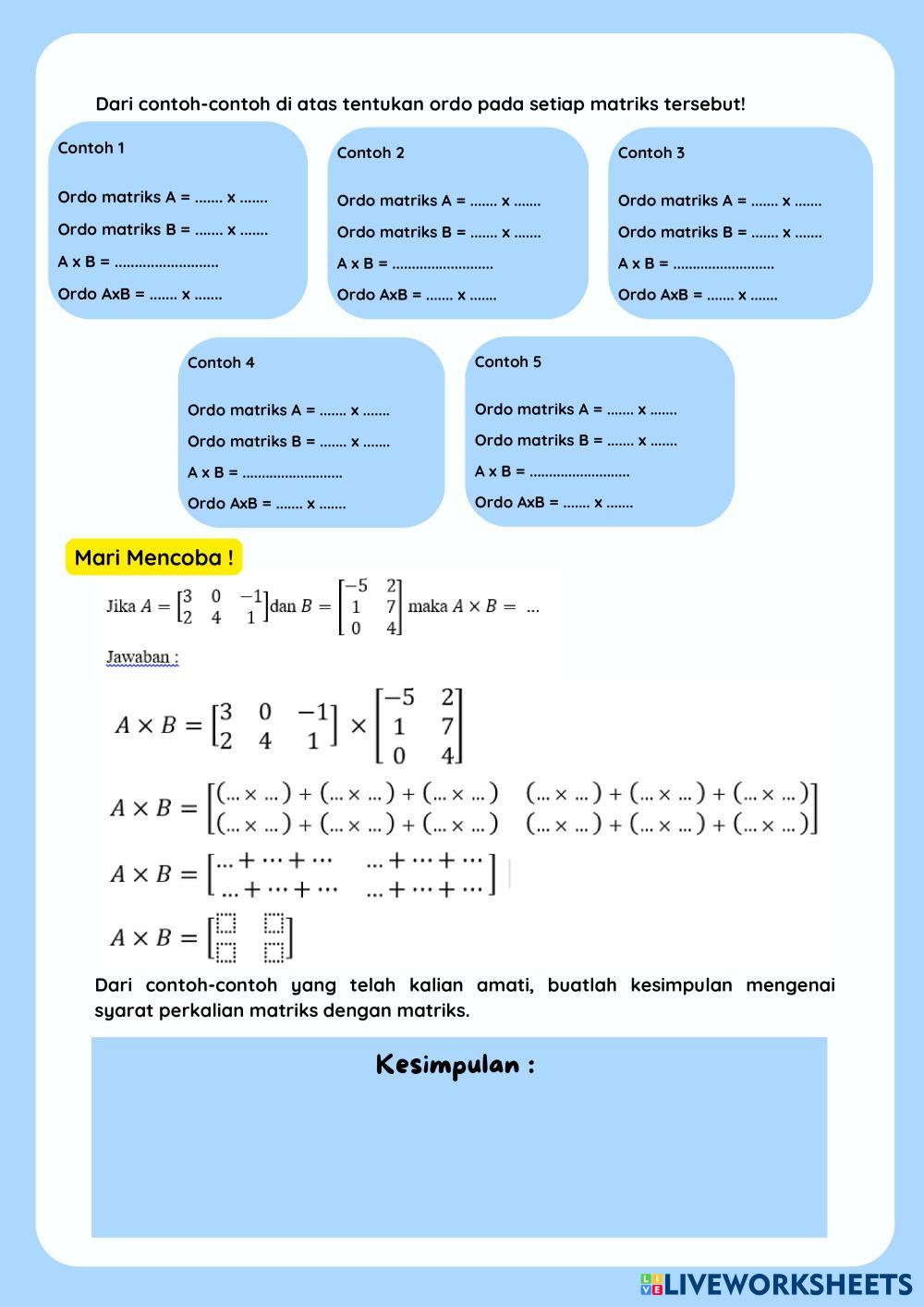 LKPD OPERASI MA… | Free Interactive Worksheets | 7883473