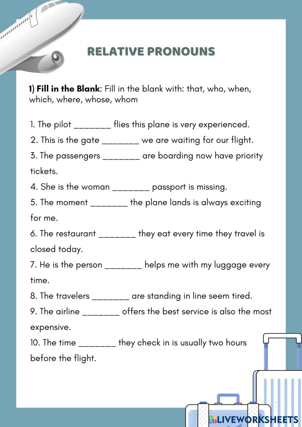 relative pronou… | Free Interactive Worksheets | 7883834