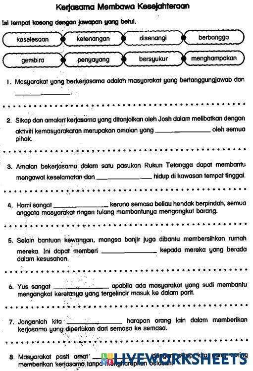 kerjasama 7884508 | Nur Hanida Omar | Live Worksheets