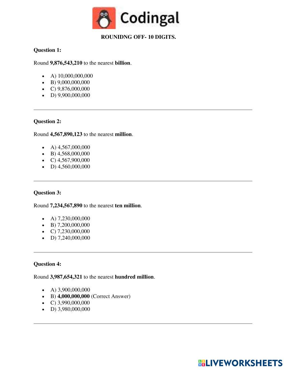 CODINGAL 7886332 | Kalaivani Sivan | Live Worksheets