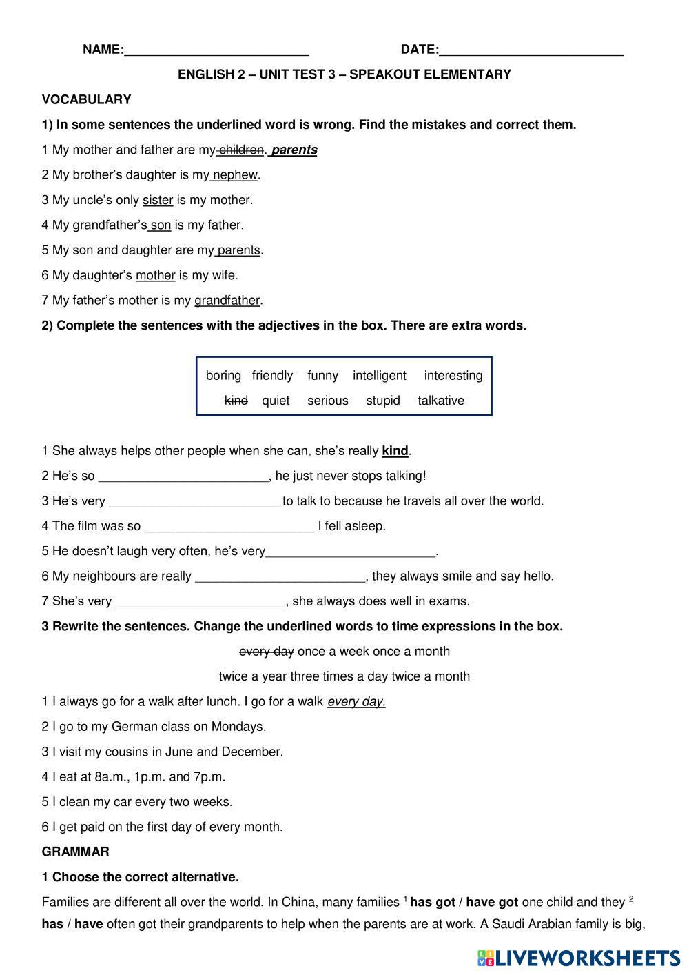 English 2 - Test Unit 3 7887729 | Pamela Gomez | Live