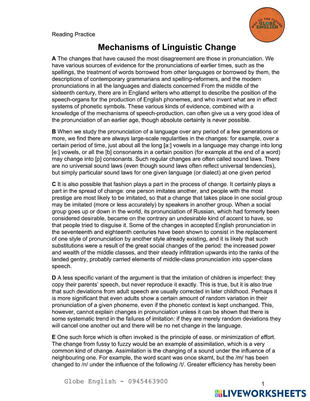 7891708 | Mechanisms of Linguistic Change | Globe English