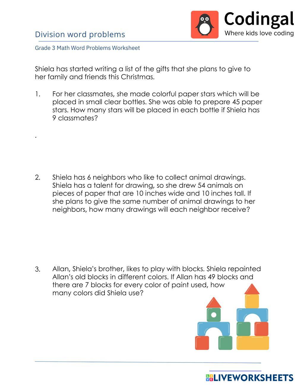 Word Problems on Standard Division of Numbers up to